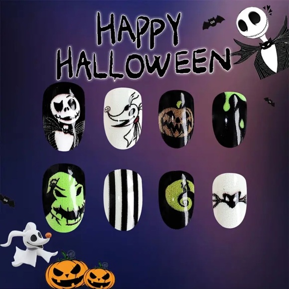 Makeup | 24 Pcs Disney Nightmare Before Christmas Presson Nails Jack ...